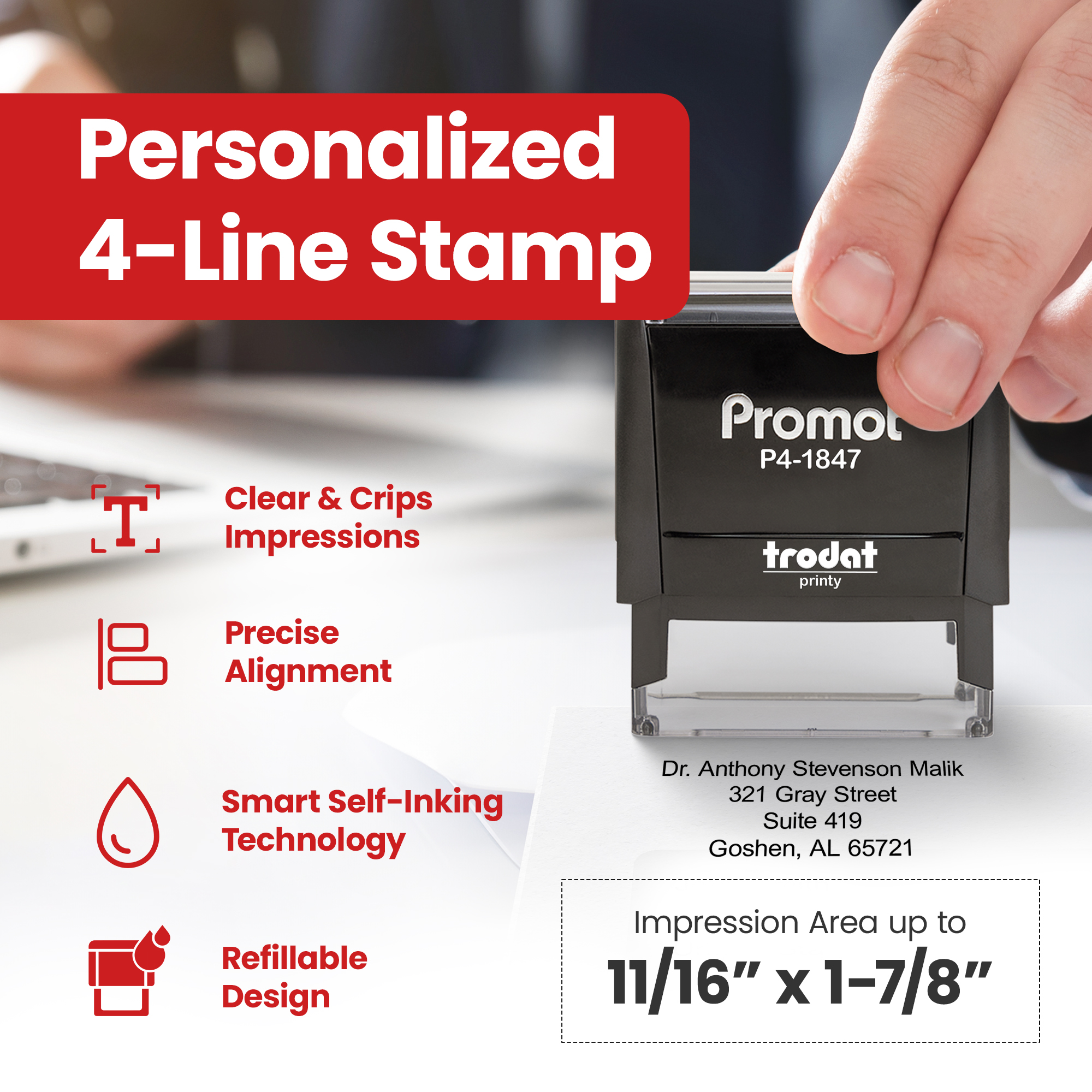Up to 4 Lines Stamp (Medium) | Promot